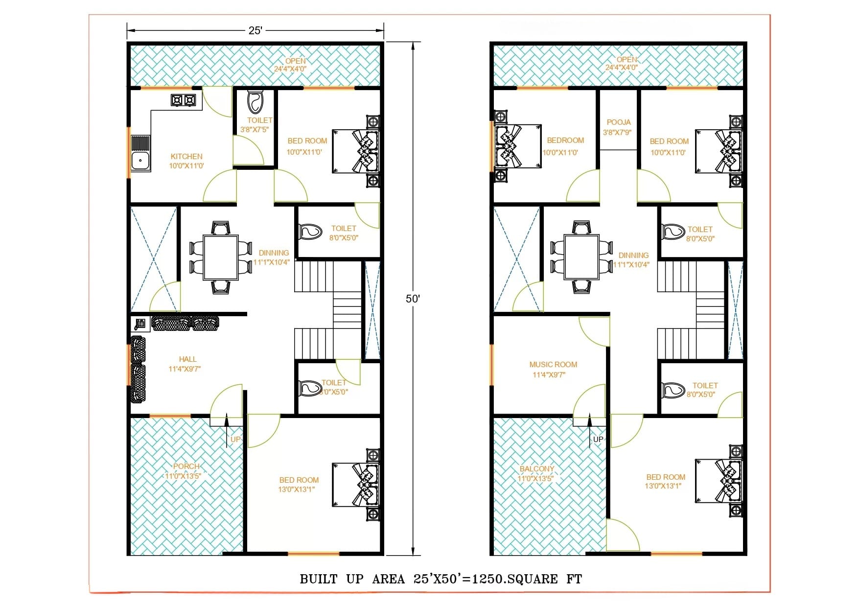 25x50 House Plan: Optimizing Space with Style and Functionality